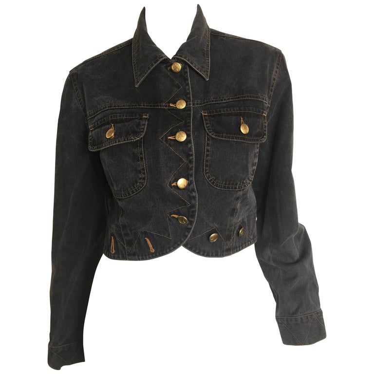 Moschino Denim peace sign button jacket For Sale at 1stDibs