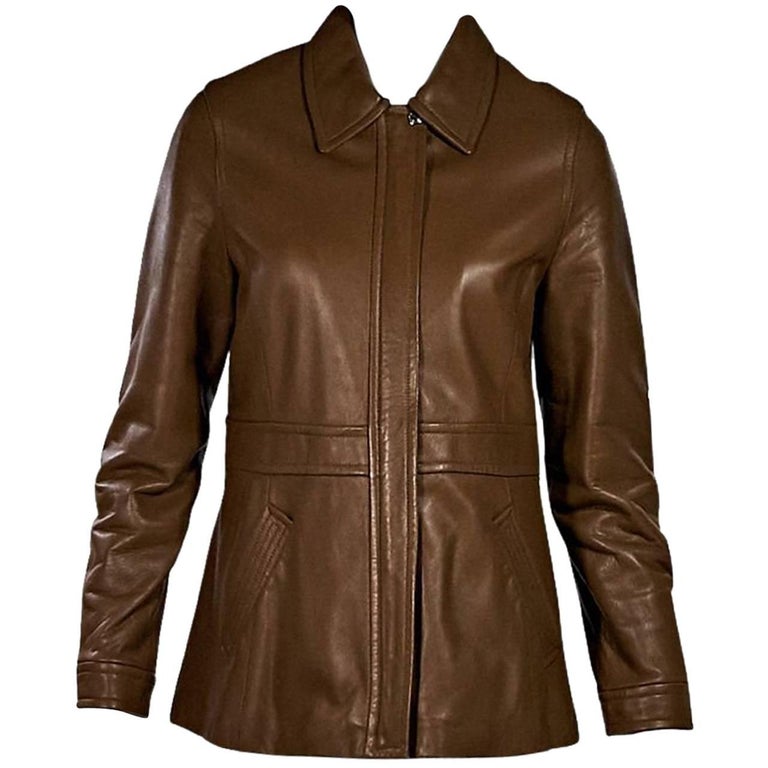 Tan Coach Leather Jacket For Sale at 1stDibs
