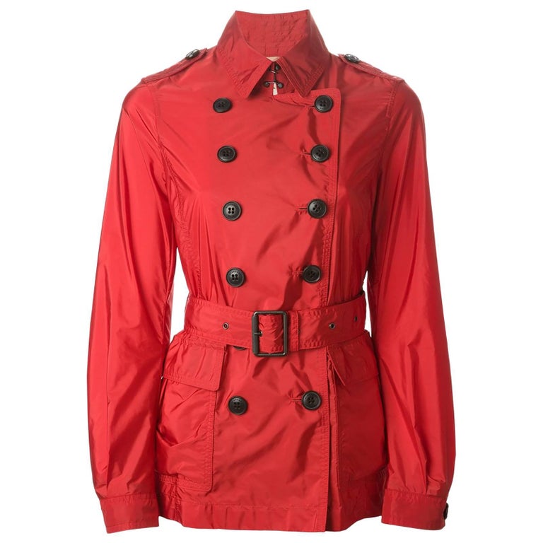 Burberry Brit Red Double Breasted Jacket Sz 4 NWT For Sale at 1stDibs ...