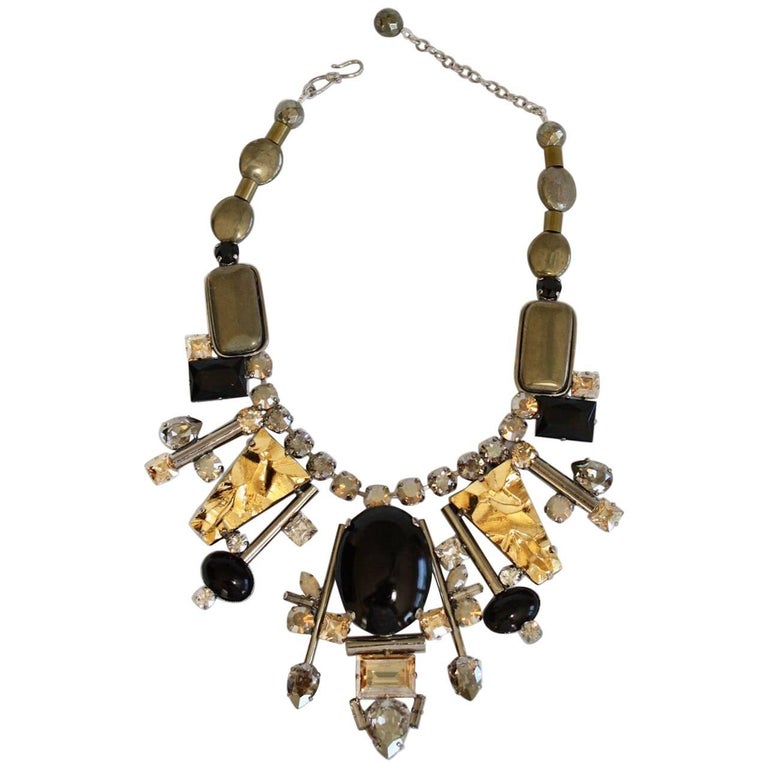 Philippe Ferrandis Pyrite, Glass, and Swarovski Crystal Necklace For ...