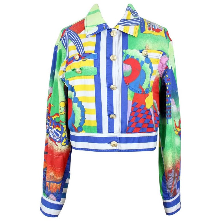 Gianni Versace Spring/Summer 1995 Multi-Coloured Jazz Age Print Cropped ...