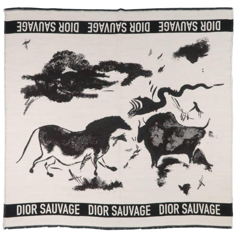 CHRISTIAN DIOR Taupe and Brown DIOR SAUVAGE Animal Blanket Scarf at ...