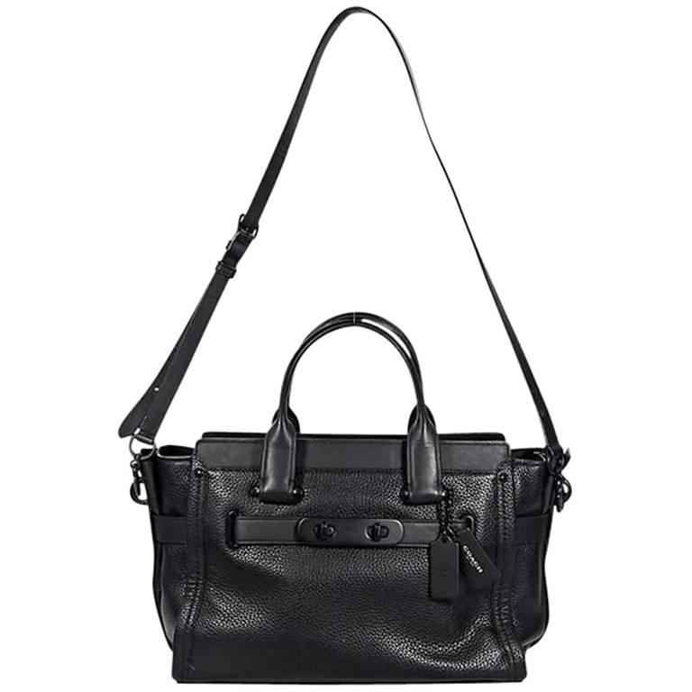Black Coach Pebbled Leather Swagger 27 Satchel at 1stDibs