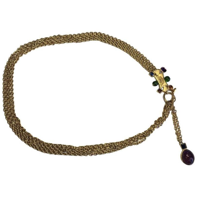 BALENCIAGA 4 Gilded Metal Chains Belt with Rhinestones and Glittery ...