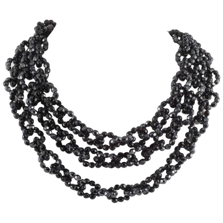 Black faceted bead three row 'loop' necklace, Coppola e Toppo, 1960. at ...