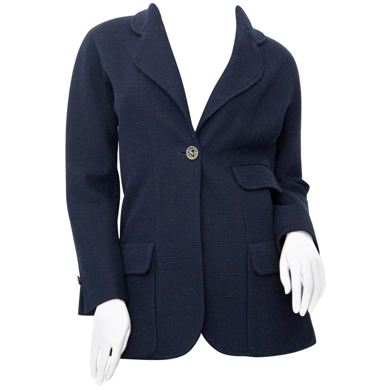 Chanel Blue Blazer For Sale at 1stDibs