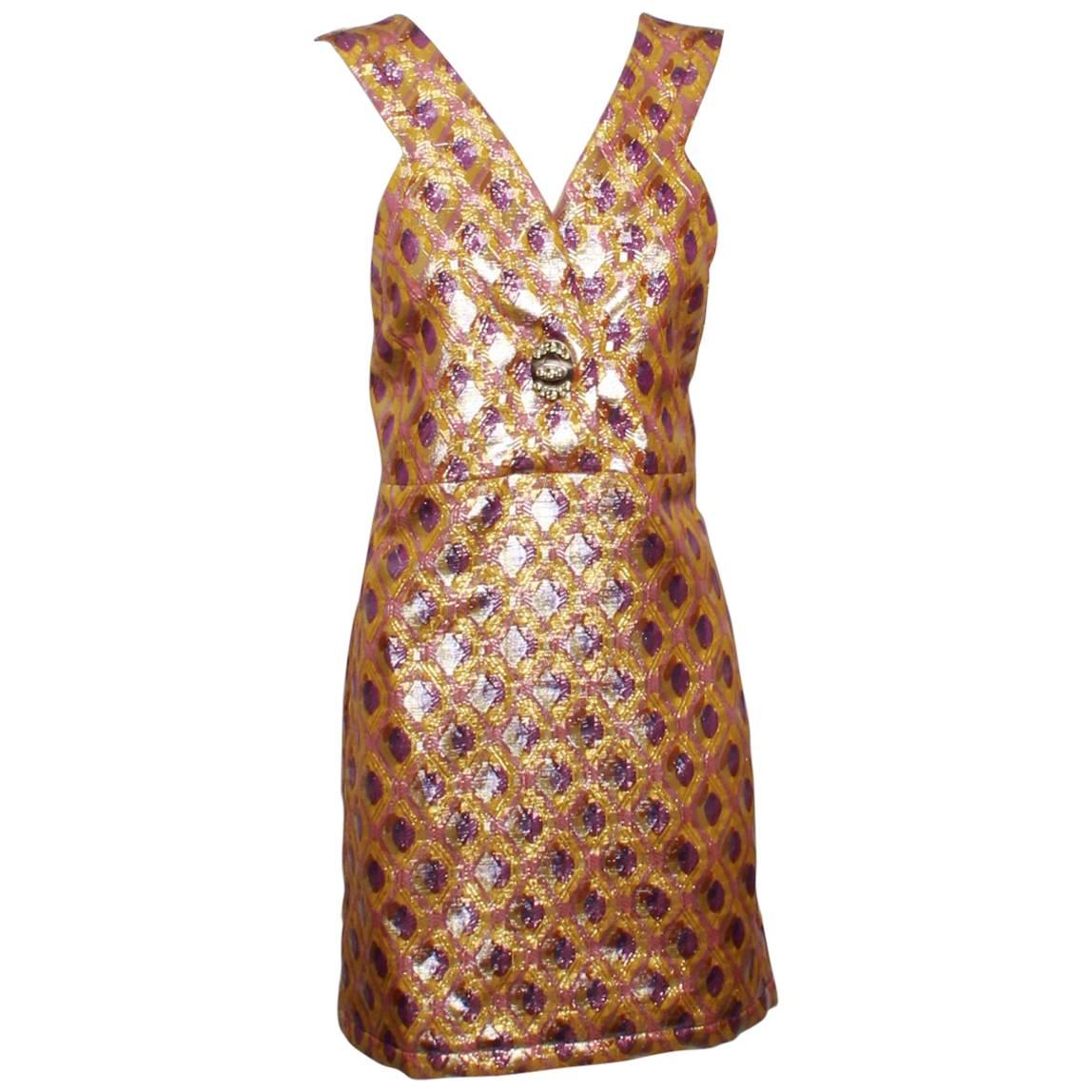 MIU MIU Printed Lame` Dress at 1stDibs