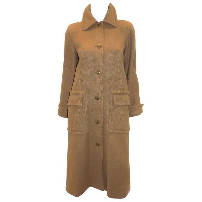 YSL Yves Saint Laurent Rive Gauche Vintage wool camel haring bone coat ...