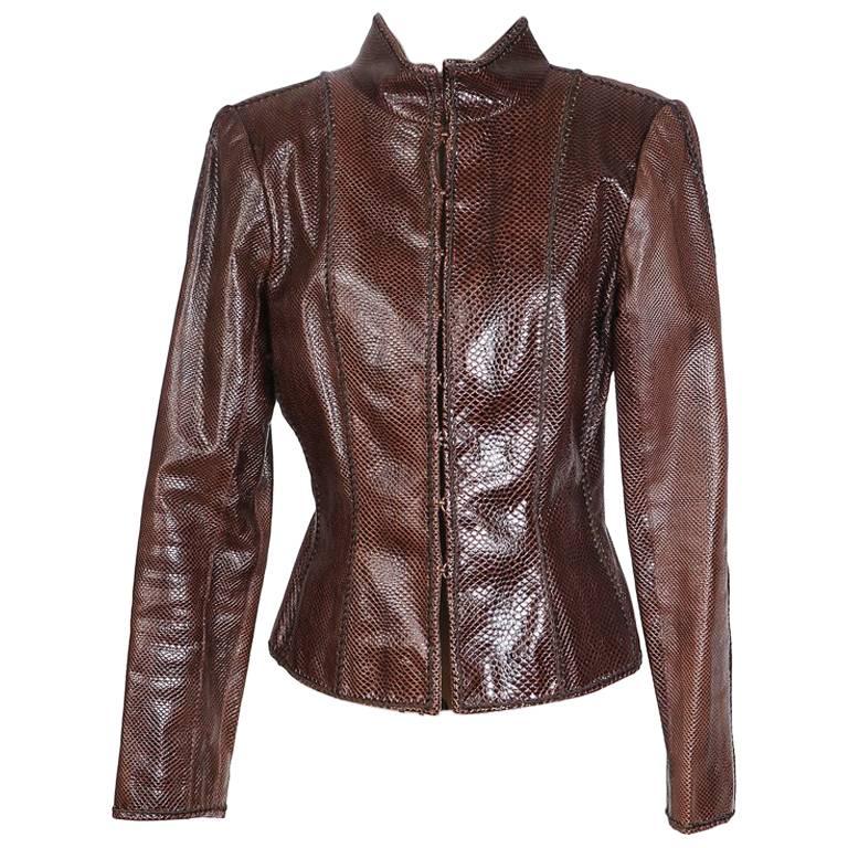 Oscar De La Renta Cognac Lizard Skin Jacket For Sale at 1stDibs ...