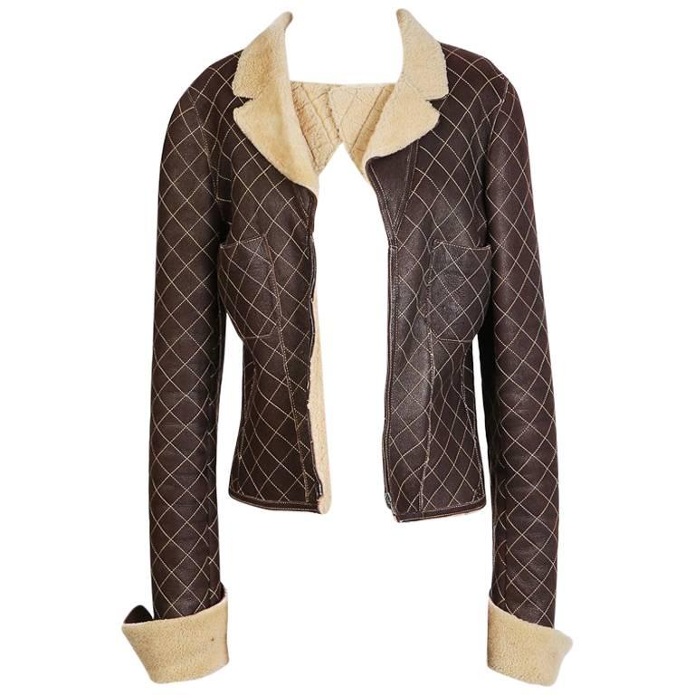 Chanel Quilted Lambskin Shearling Jacket from 2004 at 1stDibs