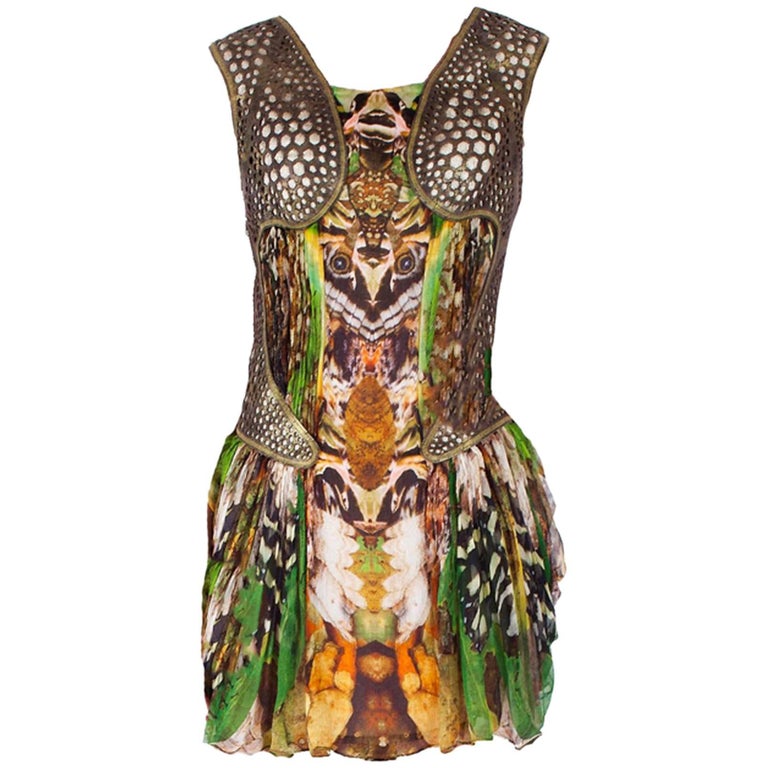 Alexander McQueen Plato's Atlantis Silk Dress with Leather Harness at ...