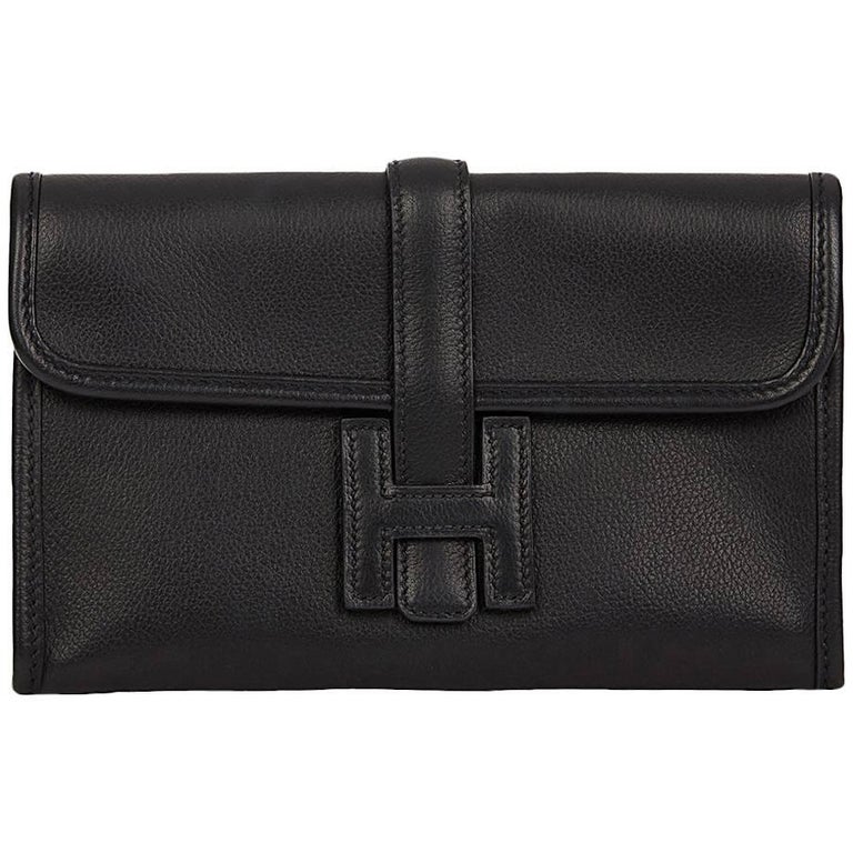 2006 Hermes Black Evergrain Leather Mini Jige at 1stDibs