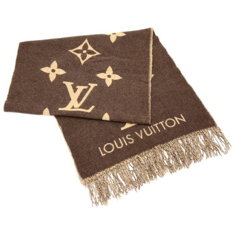 Louis Vuitton Brown Cashmere Scarf Muffler at 1stDibs