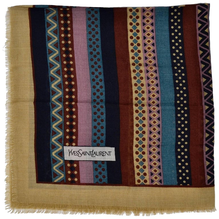 Yves Saint Laurent YSL Geometric Pattern Fine Wool Vintage Scarf at ...
