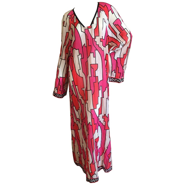 Emilio Pucci Sheer Cotton Caftan Dress For Sale at 1stDibs