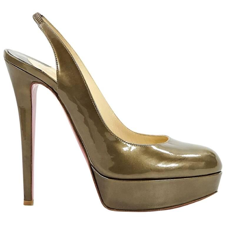 Tan Christian Louboutin Platform Slingback Pumps For Sale at 1stDibs