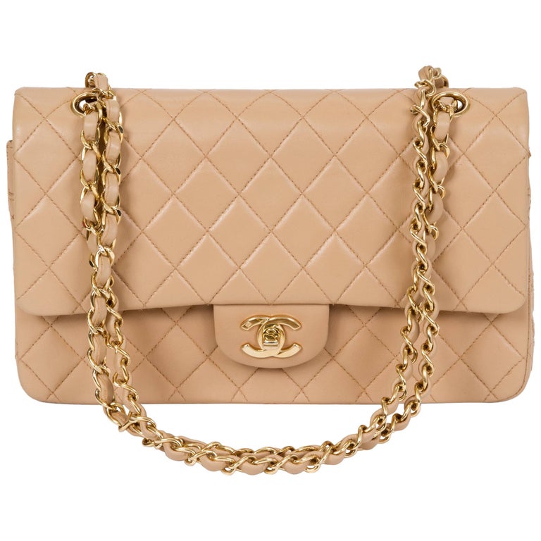 Chanel Beige Lambskin Double Flap Bag at 1stDibs | chanel beige ...