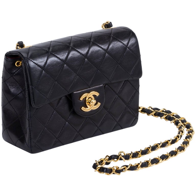 Chanel Black Gold Mini Classic Flap Bag at 1stDibs