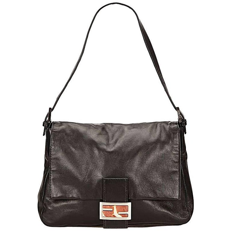 Black Fendi Leather Shoulder Bag For Sale at 1stDibs