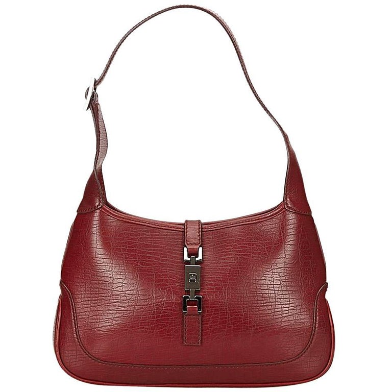Red Gucci Leather Shoulder Bag For Sale at 1stDibs