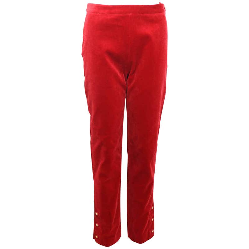 Bill Blass Red Satin Pleated Evening Pants With Pockets Size 4 For
