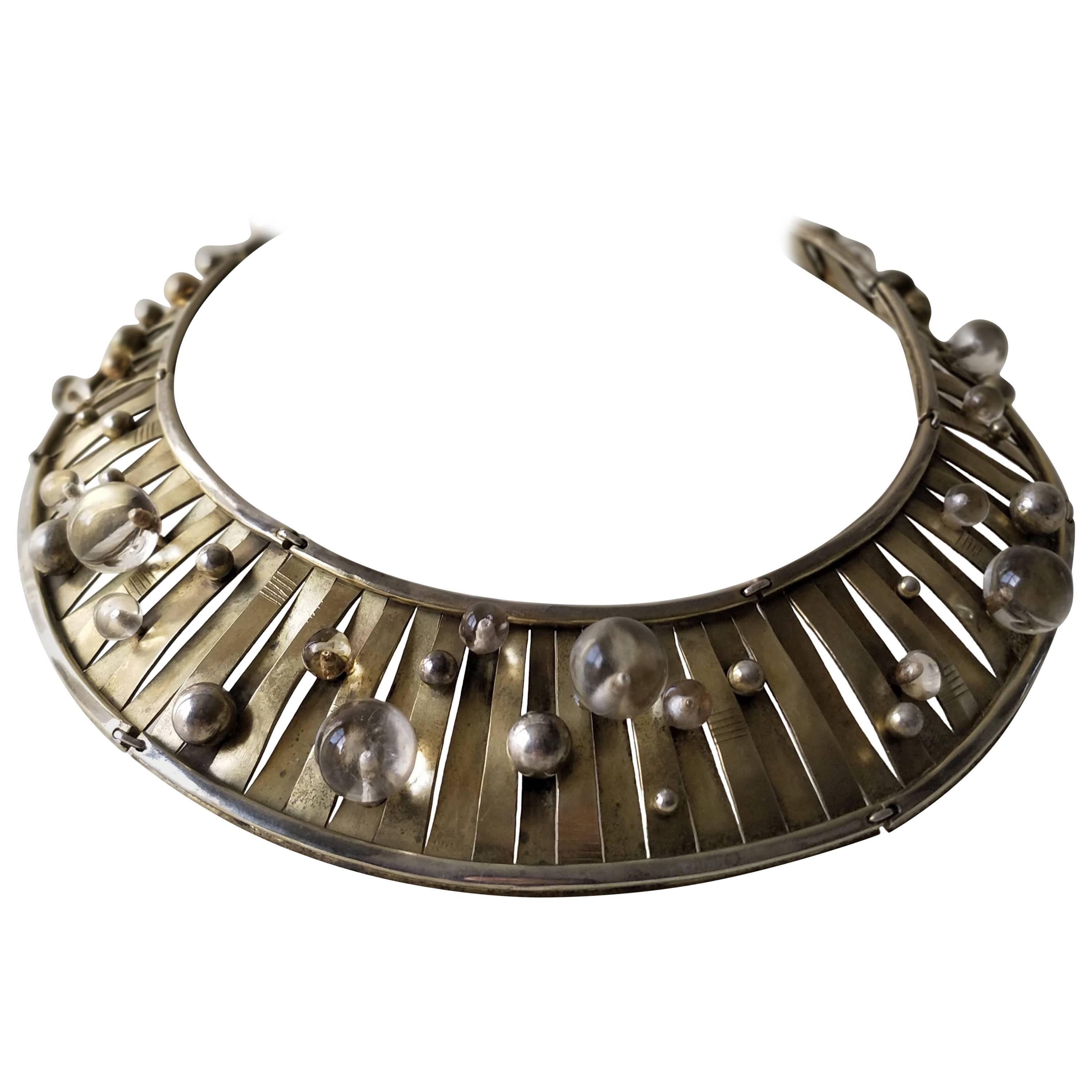 1960s Gilt on Sterling Modernist Collar with Pools of Light For Sale at ...