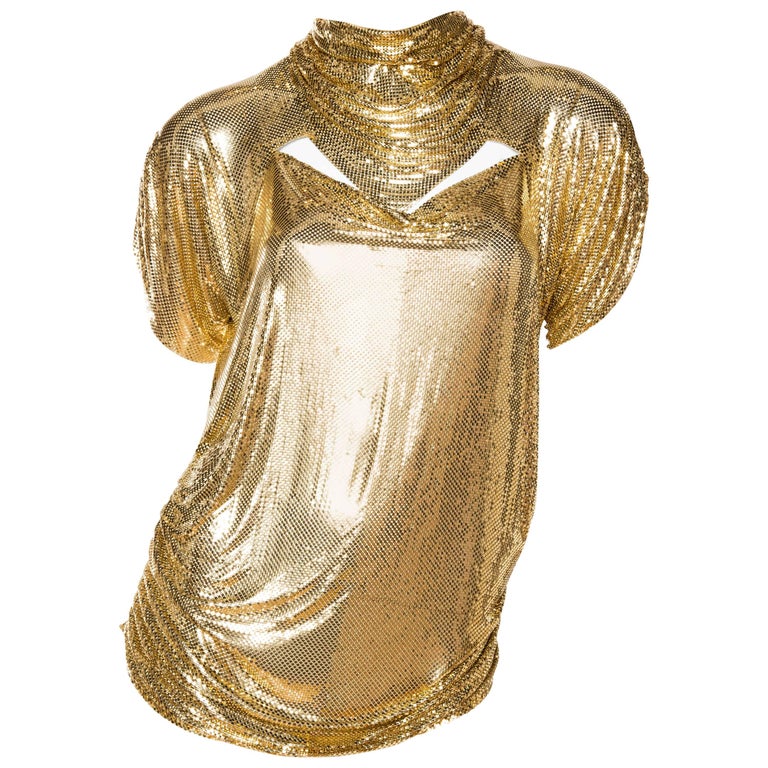 1980S WHITING and DAVIS Metal Gold Mesh Blouse Top at 1stDibs | whiting ...