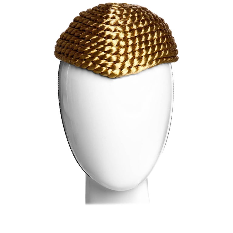 1980s Krizia Coiled Gold Rope Hat at 1stDibs