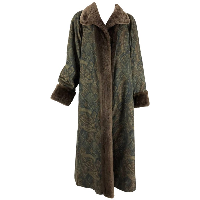 Anne Klein Reversible sheared beaver and fabric coat 1990s at 1stDibs