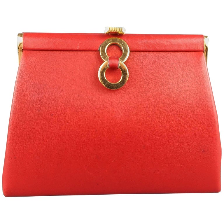 Vintage LOEWE Red Leather Purse Clutch at 1stDibs