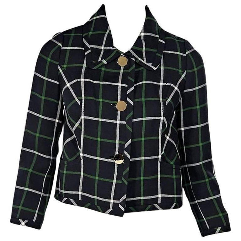Multicolor Kate Spade New York Plaid Cropped Jacket For Sale at 1stDibs