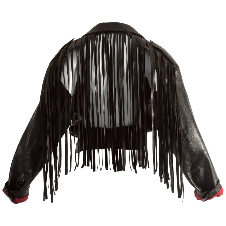 Jean Paul Gaultier Spring-Summer 1985 fringed leather jacket with open ...
