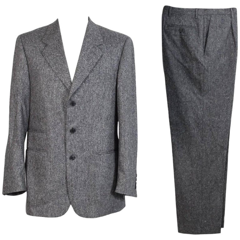 Roberto Capucci vintage wool tweed black white suit dress men's 1990s ...