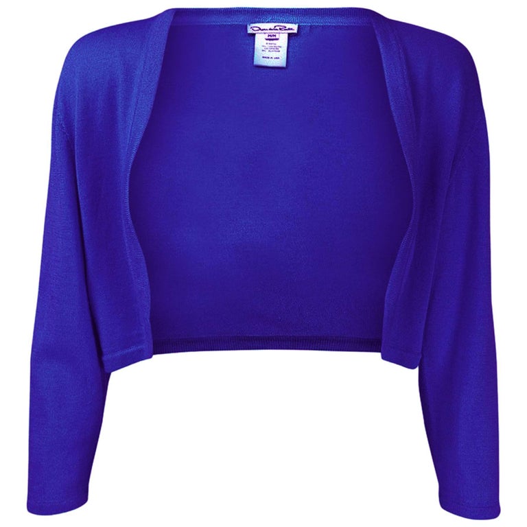 Oscar De La Renta Blue Cashmere Shrug Sz X Small For Sale at 1stDibs ...