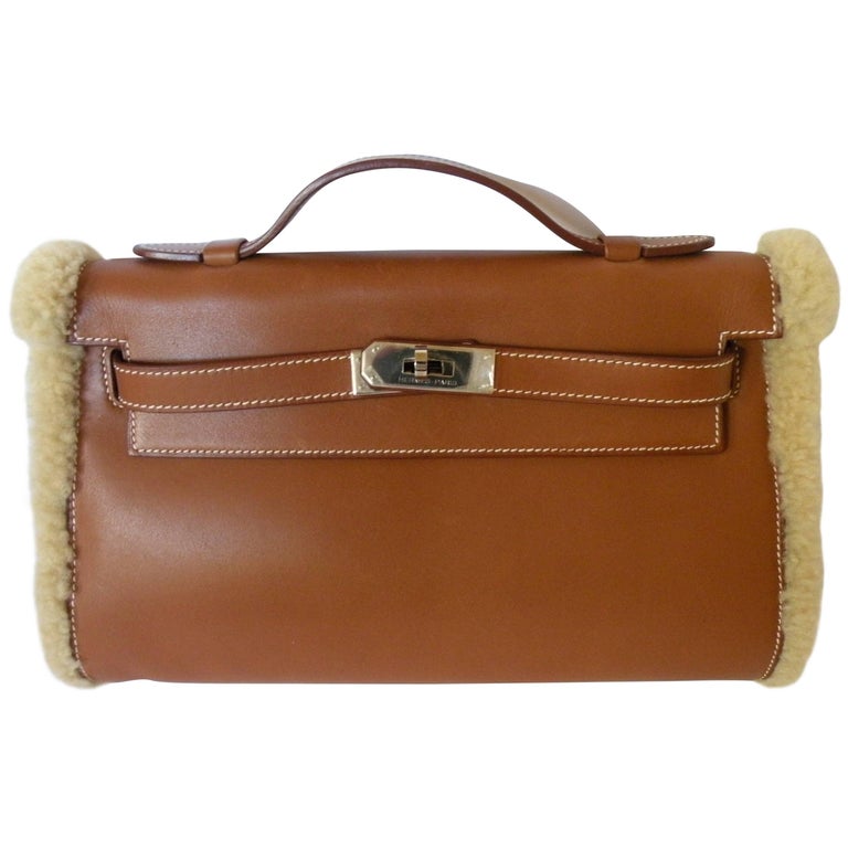 Hermes Teddy Plush Kelly Pochette Muff For Sale at 1stDibs