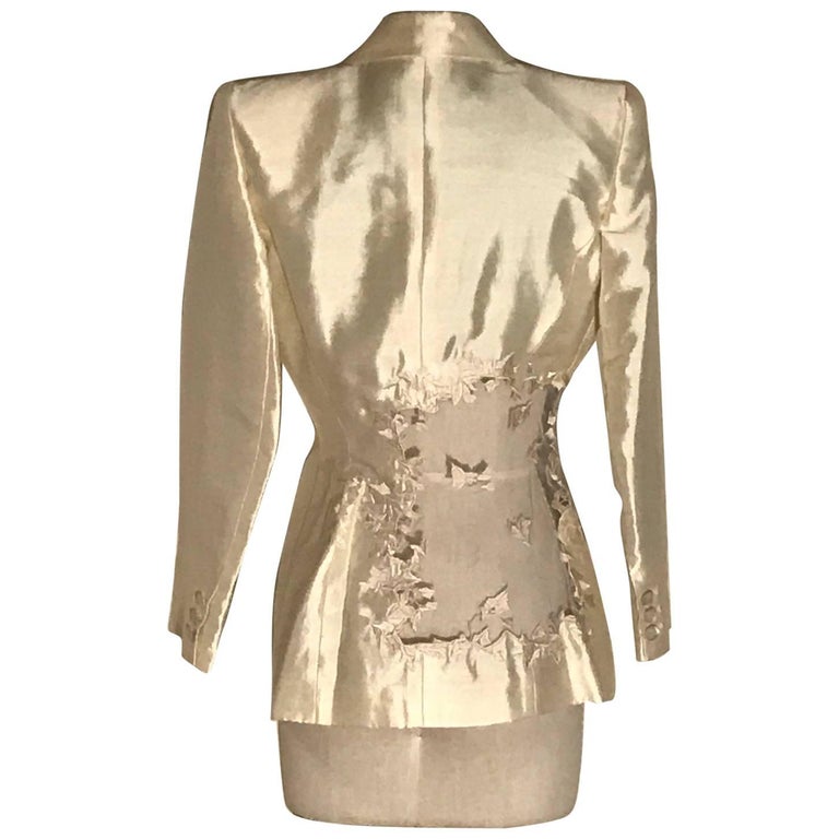 Alexander McQueen Runway Cream Lace Back Jacket Blazer, 1990s at 1stDibs