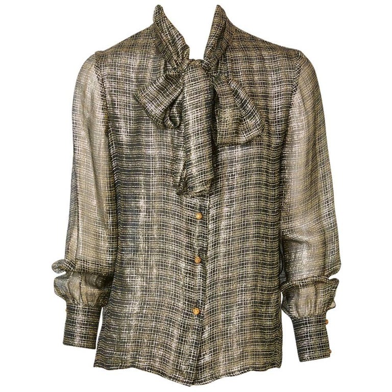 Chanel Lurex Lavaliere Blouse at 1stDibs | chanel lavaliere, chanel ...