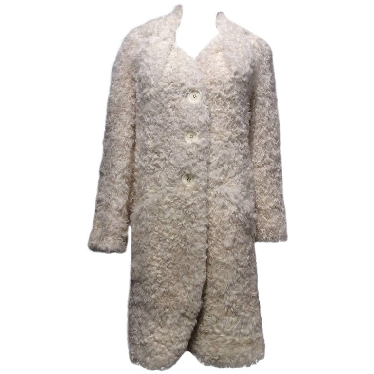 Christian Dior Ivory Curly Lamb Coat Sz38 (Us 6) For Sale at 1stDibs ...