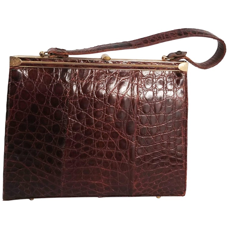 1940s Brown Alligator Handbag at 1stDibs