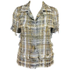 Chanel gold metallic woven ribbon short sleeve jacket 2006P For Sale at ...