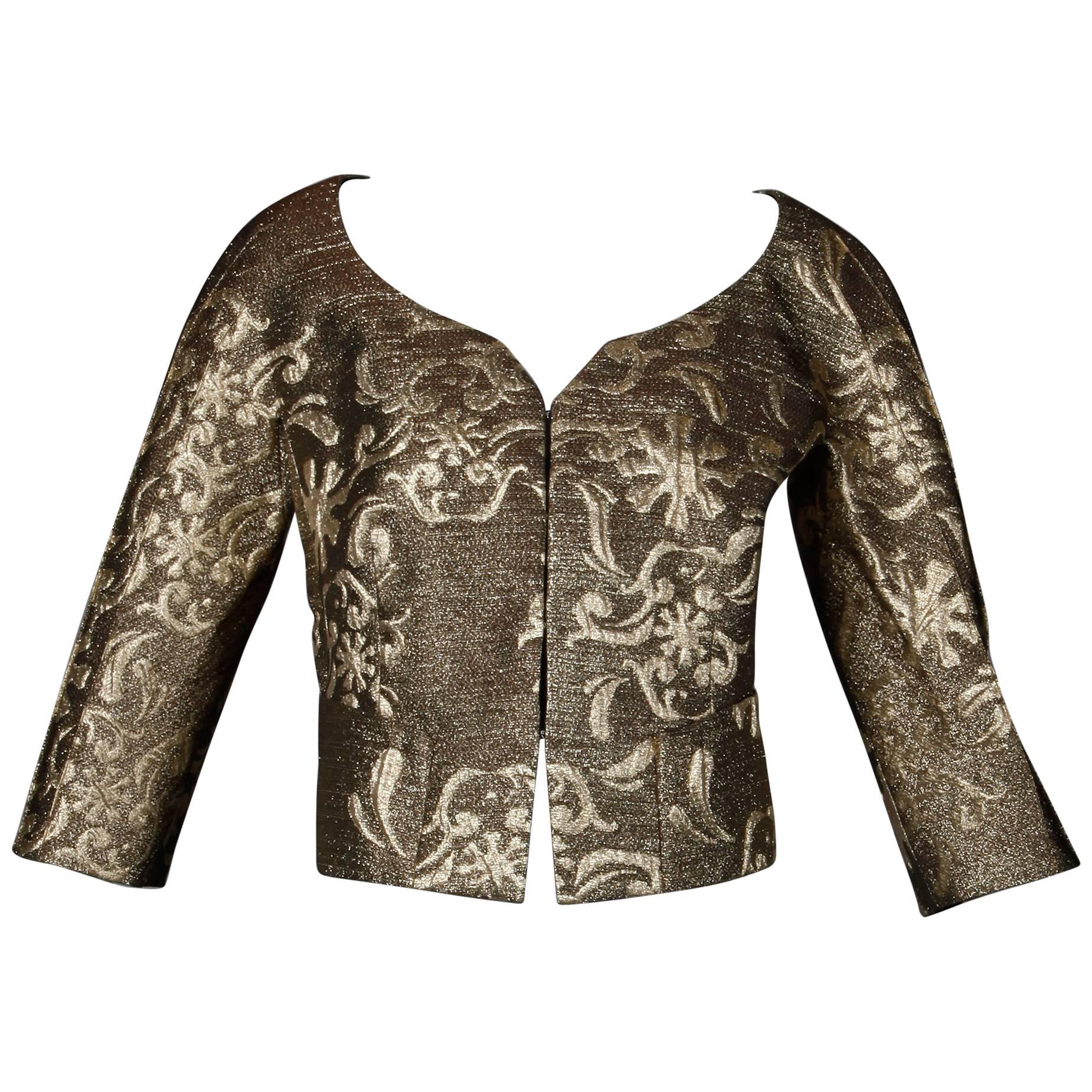 1990s Christian Lacroix Vintage Metallic Gold Brocade Jacket at 1stDibs