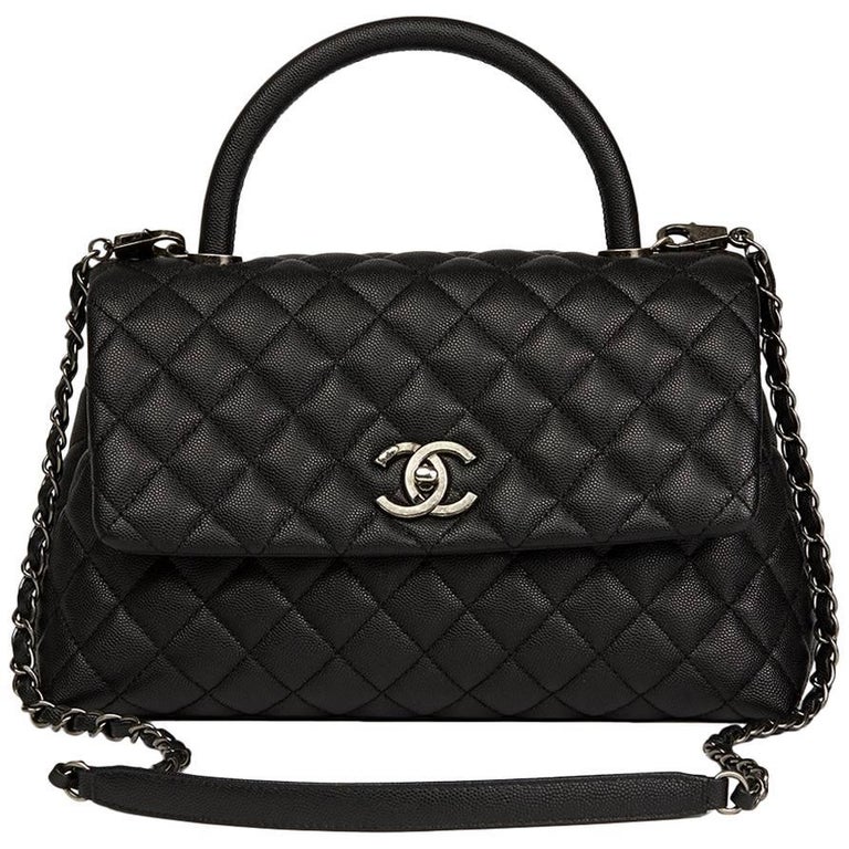 Chanel Black Quilted Caviar Leather Medium Coco Handle at 1stDibs ...
