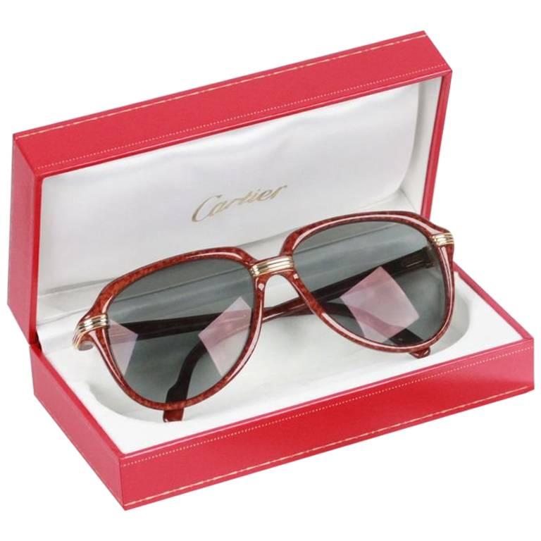 CARTIER Paris VITESSE 1991 Rare Gold Brown Sunglasses 60-15 140 NOS For ...