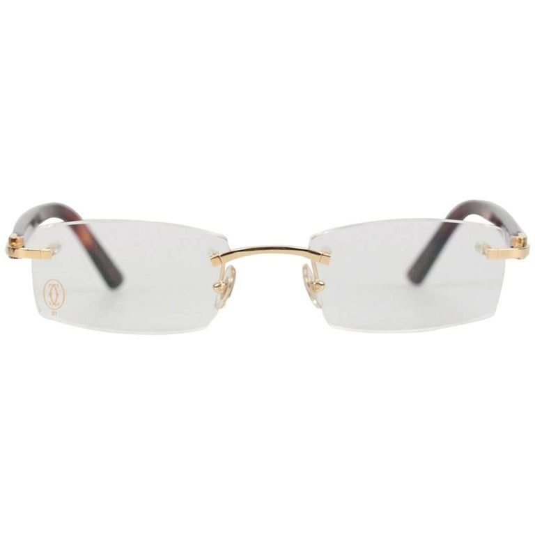 CARTIER PARIS Rectangular RIMLESS Eyeglasses C DECOR 51mm 140 OPTICAL ...