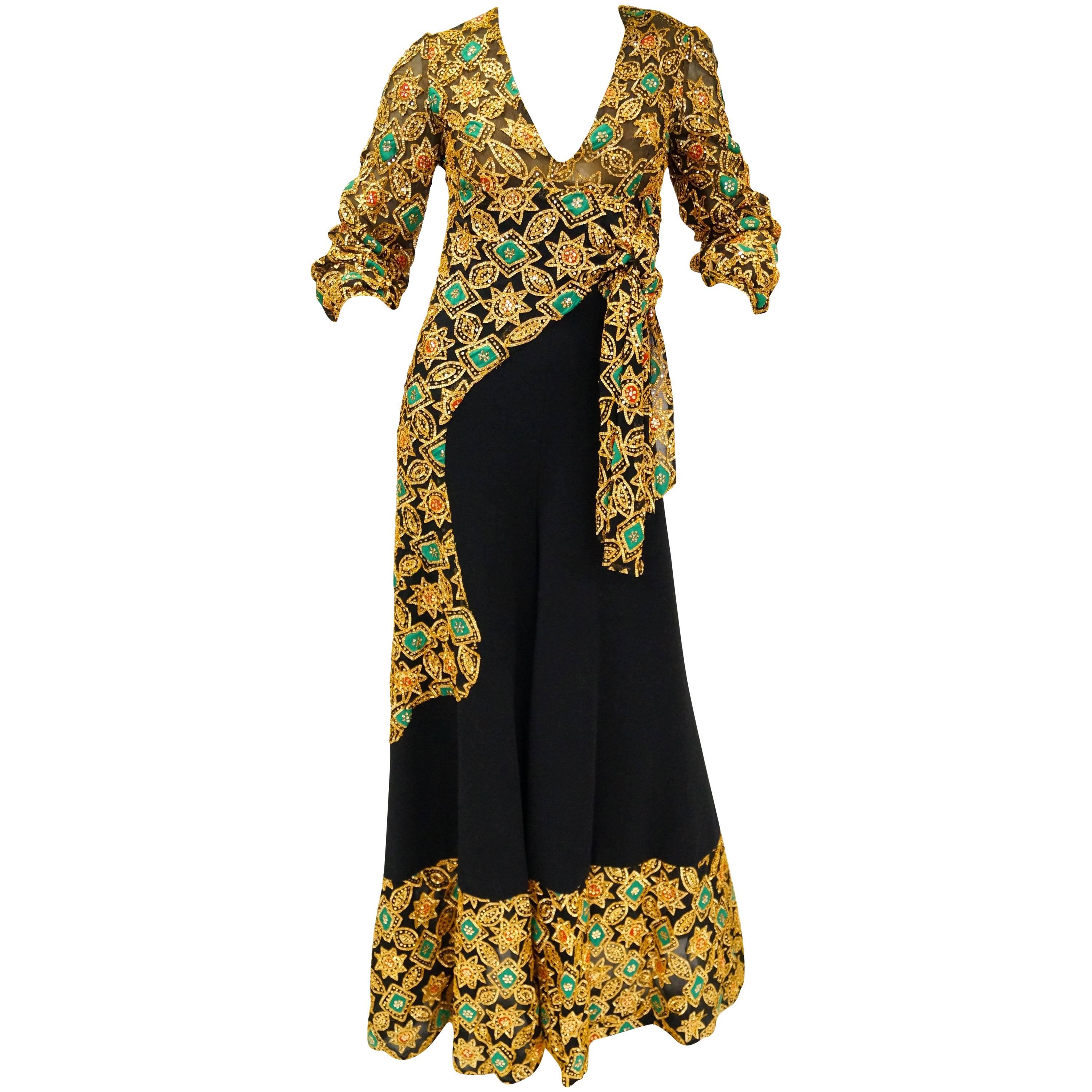 Cardinali 1970's Navy Blue Velvet Cocktail Dress with Rhinestone ...