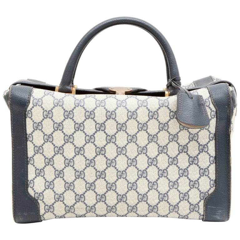 Vintage GUCCI Vanity in Blue Monogram Canvas and Leather at 1stDibs