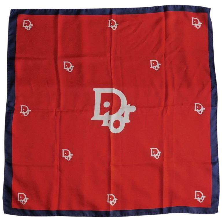 Christian Dior 100% Silk Red Navy and White Signature Scarf at 1stDibs ...