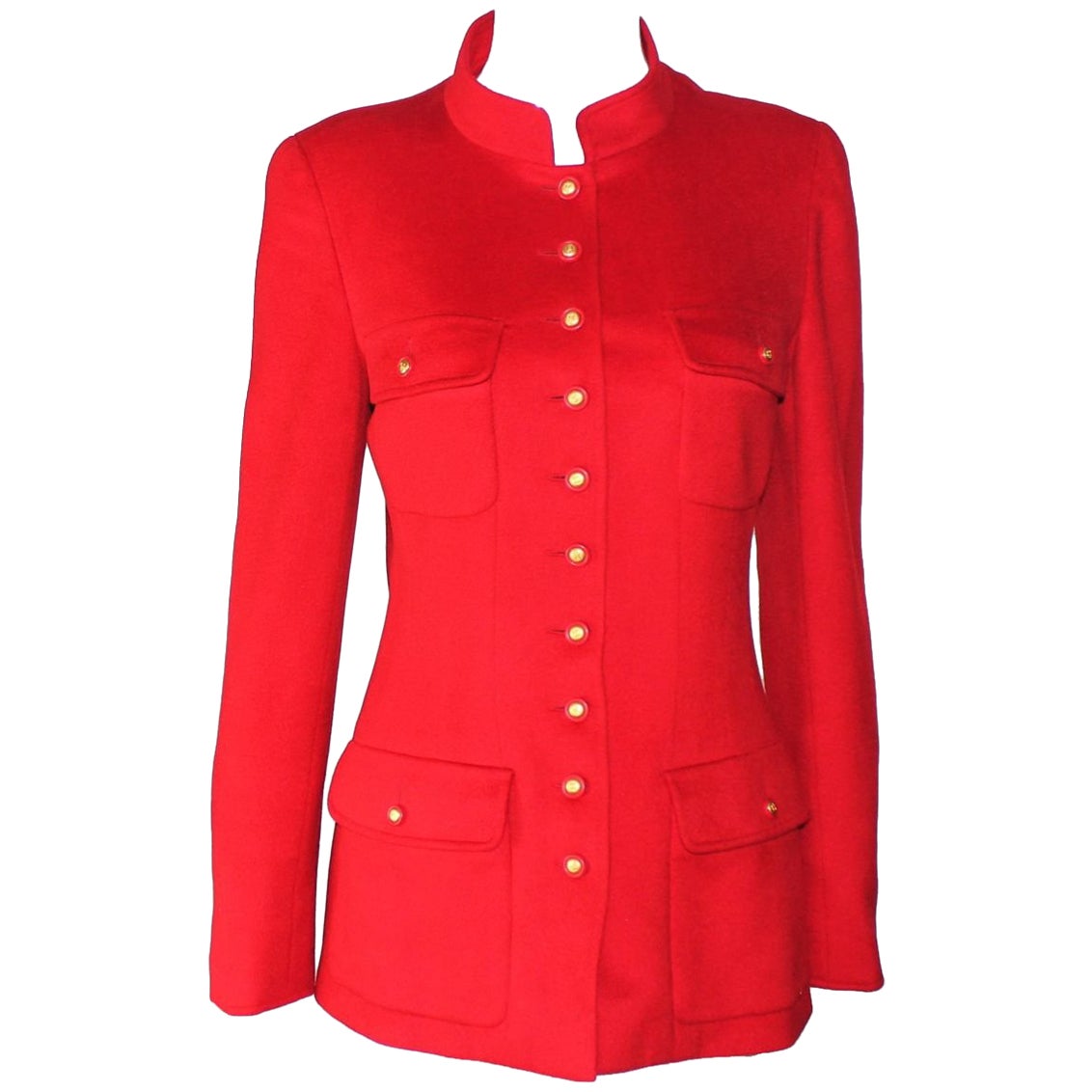 2001 Chanel Deep Red Single Breasted Jacket For Sale at 1stDibs