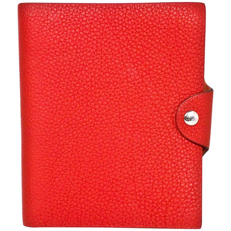 Hermes Red Togo Leather Ulysse PM Notebook Cover w/ Insert For Sale at ...