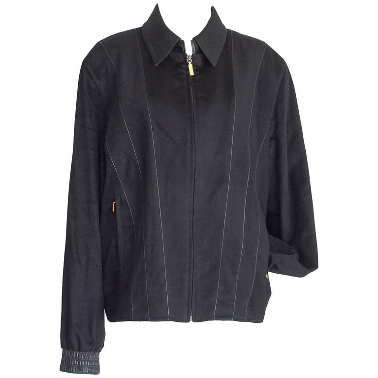 Zilli Men's Cashmere Black Jacket Leather Details Bomber 56 at 1stDibs ...
